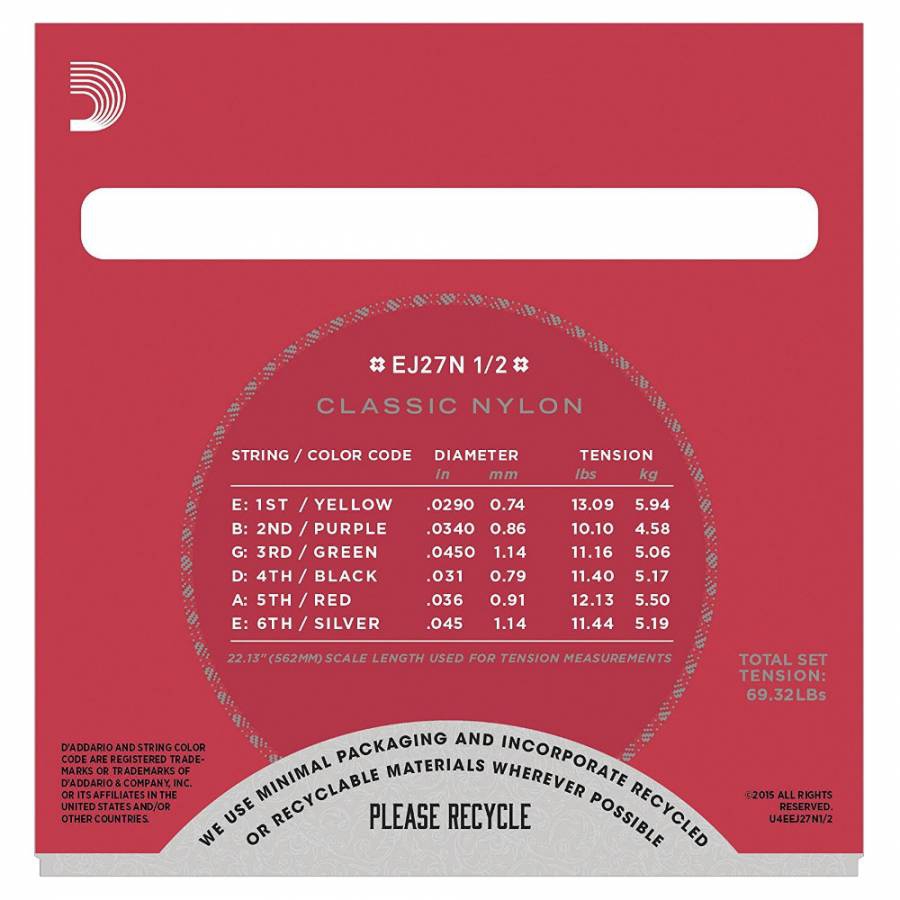 D'Addario EJ27N Normal Tension Klasik Gitar Teli ( 1/2 Boyut ) | doremusic