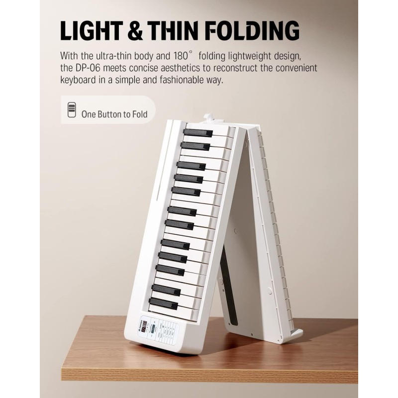 Donner DP-06 Katlanabilir Dijital Piyano (Beyaz) | doremusic