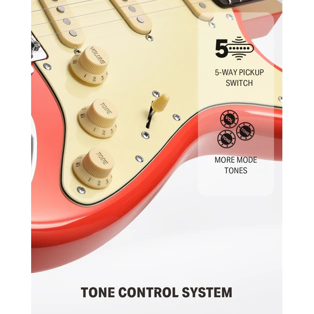 Donner DST-600 Elektro Gitar (Fiesta Red) | doremusic