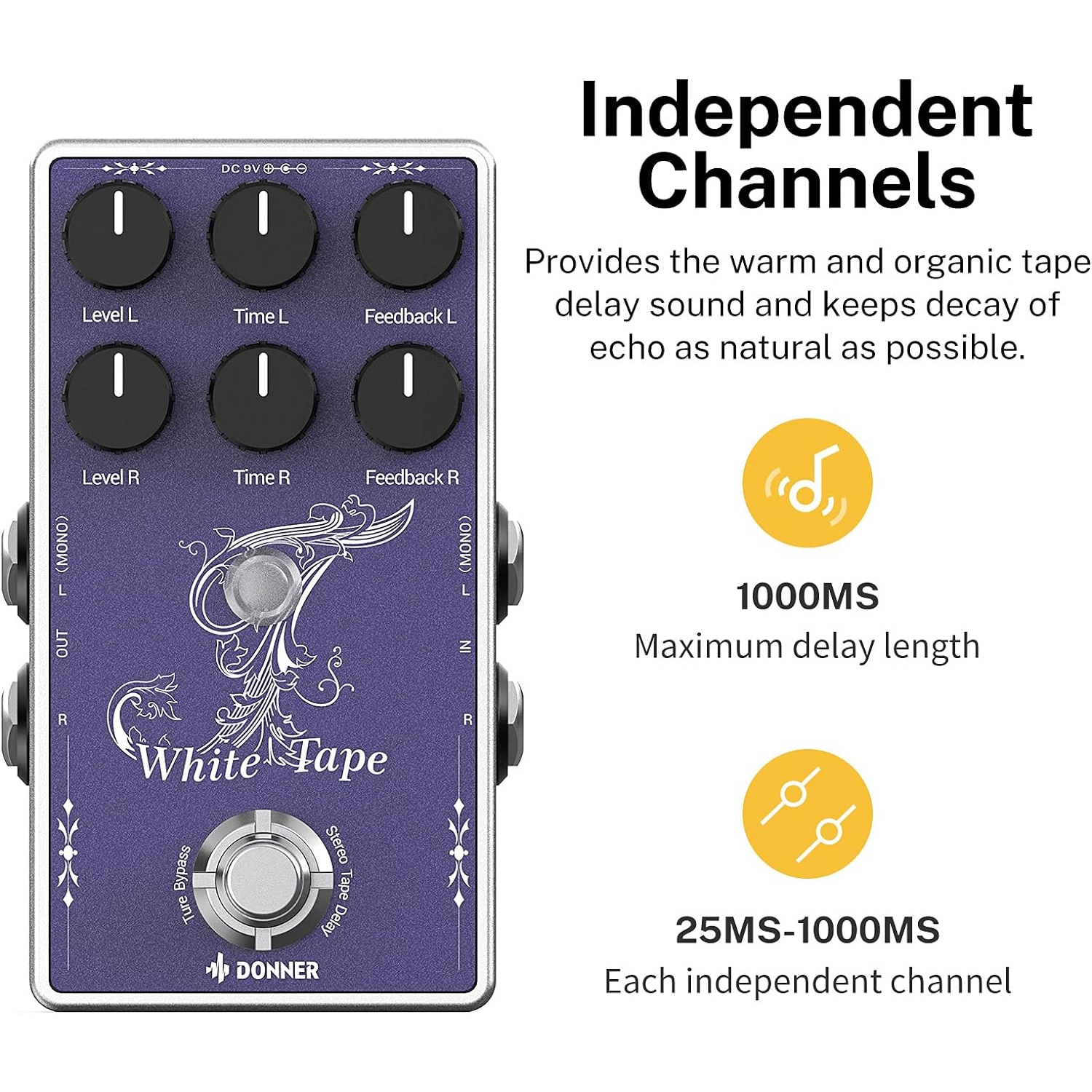 Donner Versatility Delay Pedal Time Effect Pedalı (Synthesizer/Gitar/Drum Machine Uyumlu ...