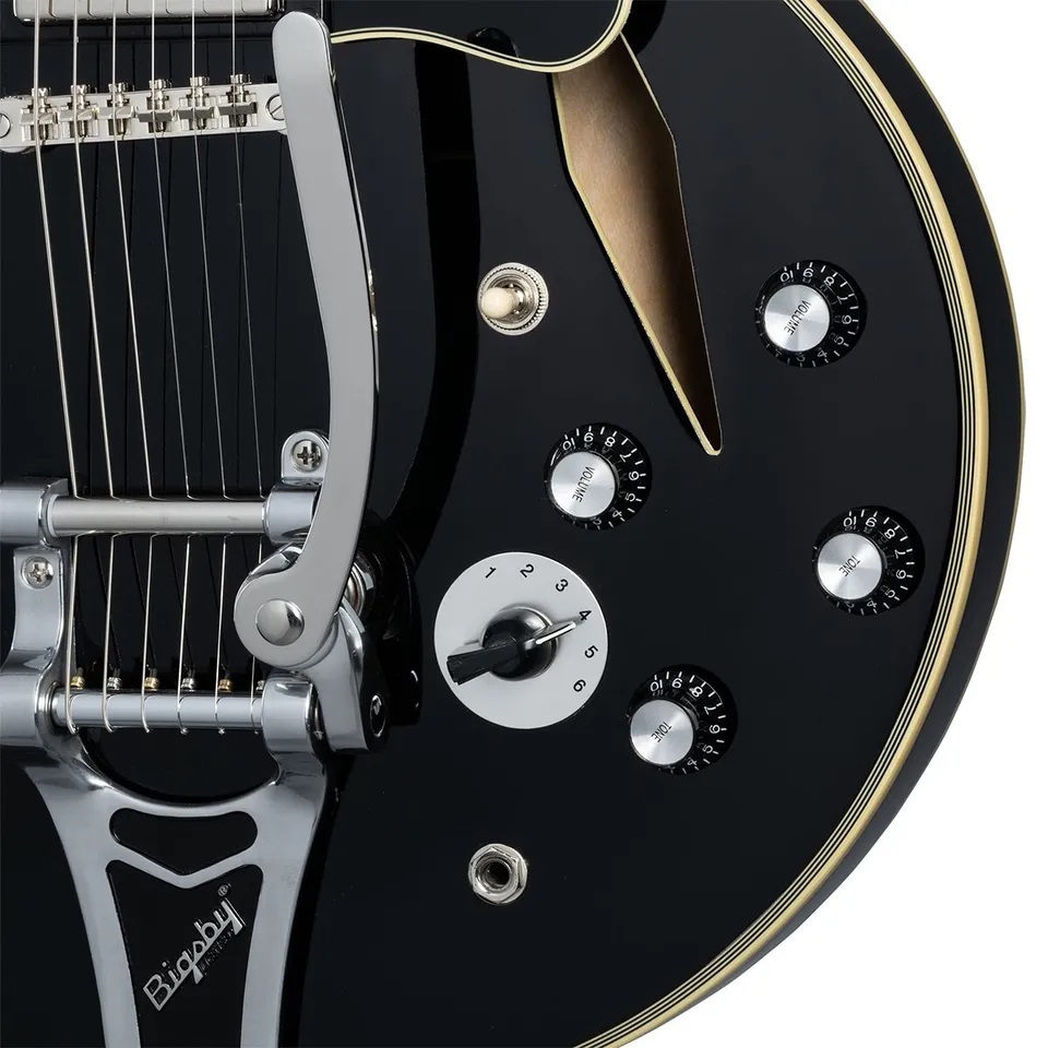 Epiphone Shinichi Ubukata ES-355 Custom Bigsby Semi-hollowbody Elektro Gitar (Ebony) | doremusic