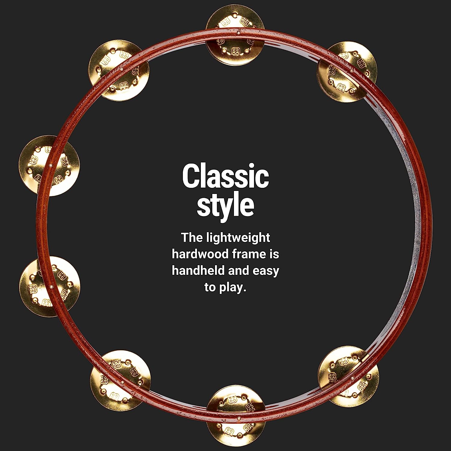 Meinl Wood Brass Jingle Hand Tamburin (Antique Brown) | doremusic