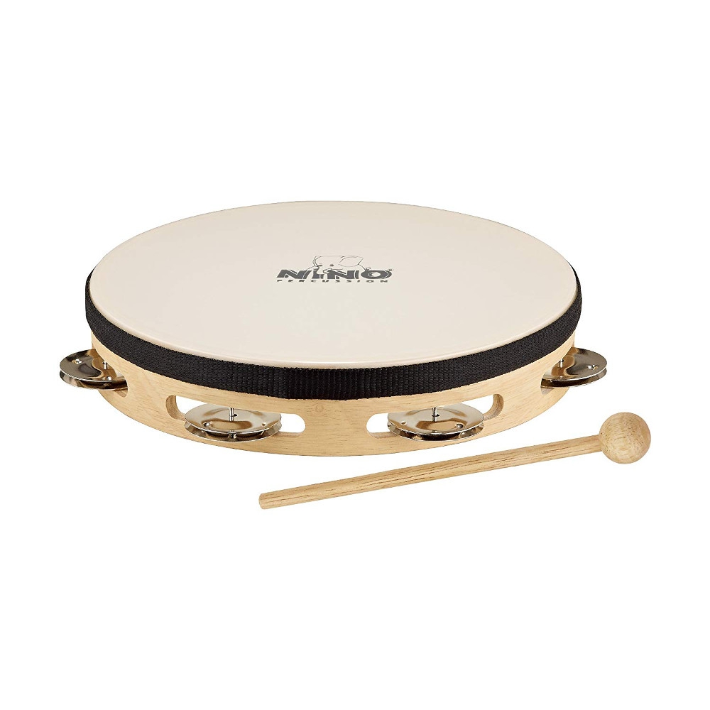 Nino NINO47 Headed Wood 8 Inch Tambourine | doremusic