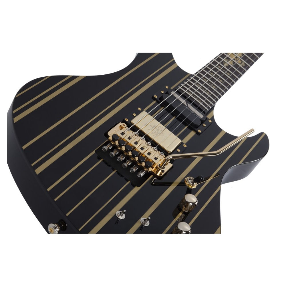 Schecter Synyster Custom FR Elektro Gitar (Gloss Black & Gold Stripes ...