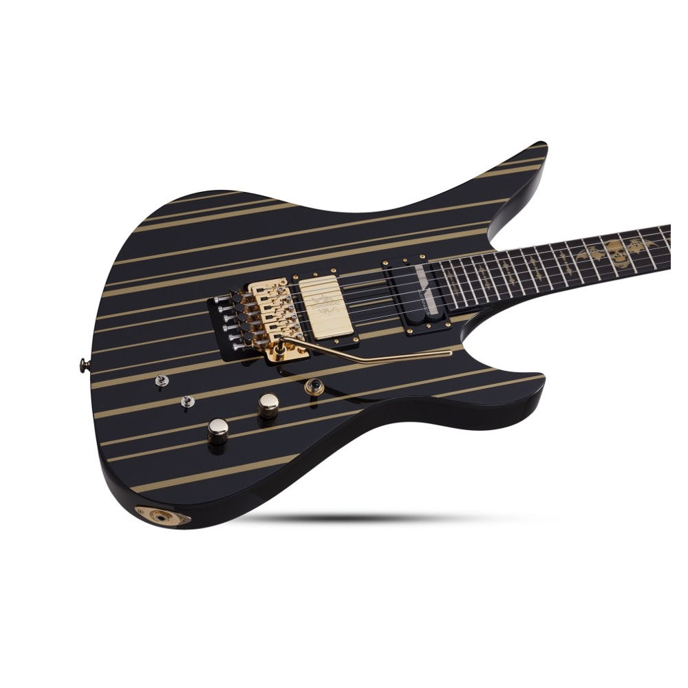 Schecter Synyster Custom FR Elektro Gitar (Gloss Black & Gold Stripes ...