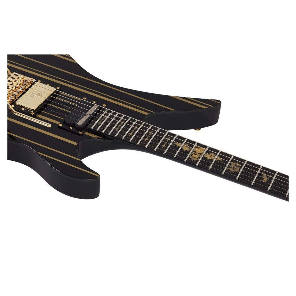 Schecter Synyster Custom FR Elektro Gitar (Gloss Black & Gold Stripes ...